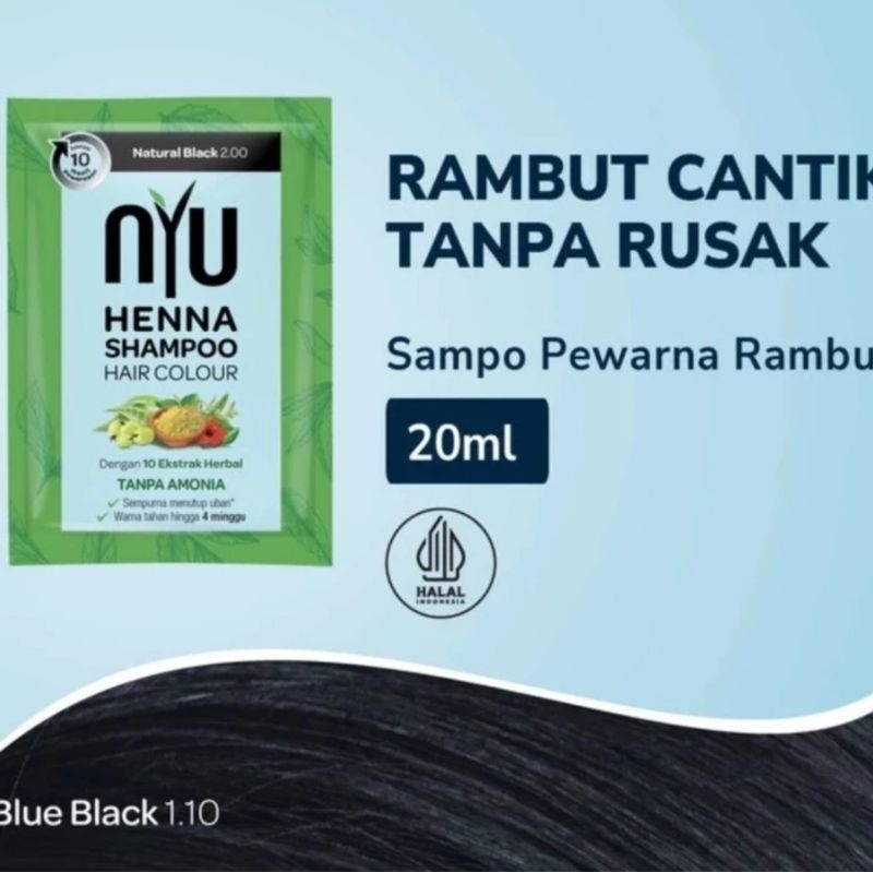 Jual NYU HENNA SHAMPOO HAIR COLOUR NATURAL BLACK KEMASAN 20ML ORIGINAL ...