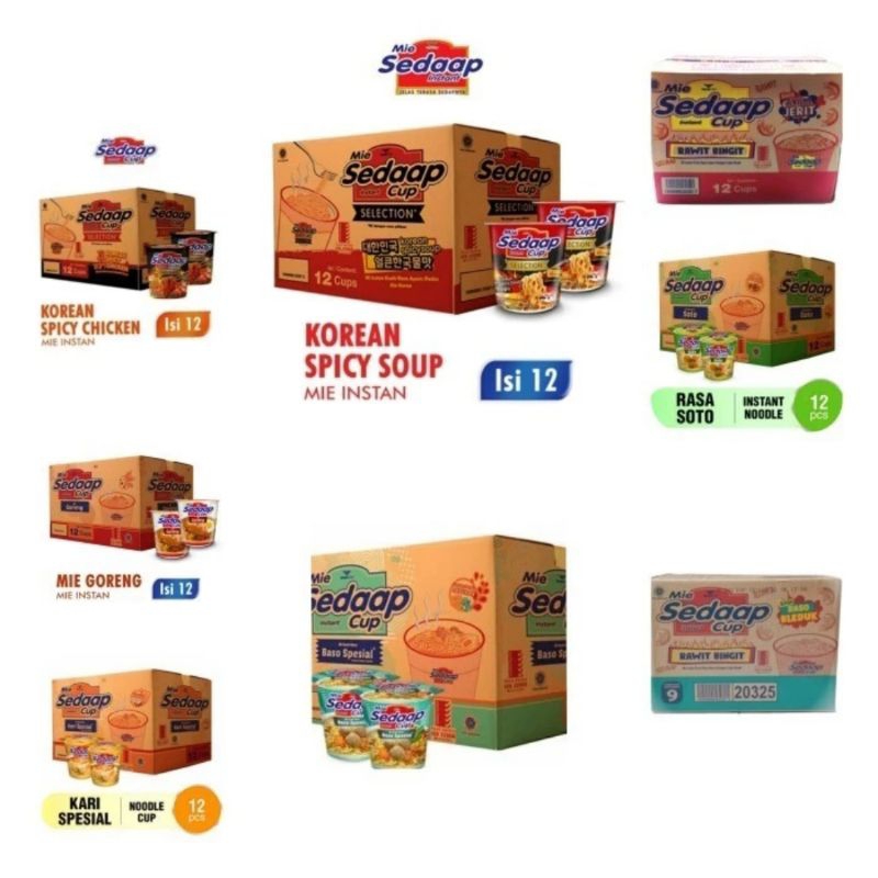 Jual 1 dus mie sedaap cup all varian isi 12 cup | Shopee Indonesia