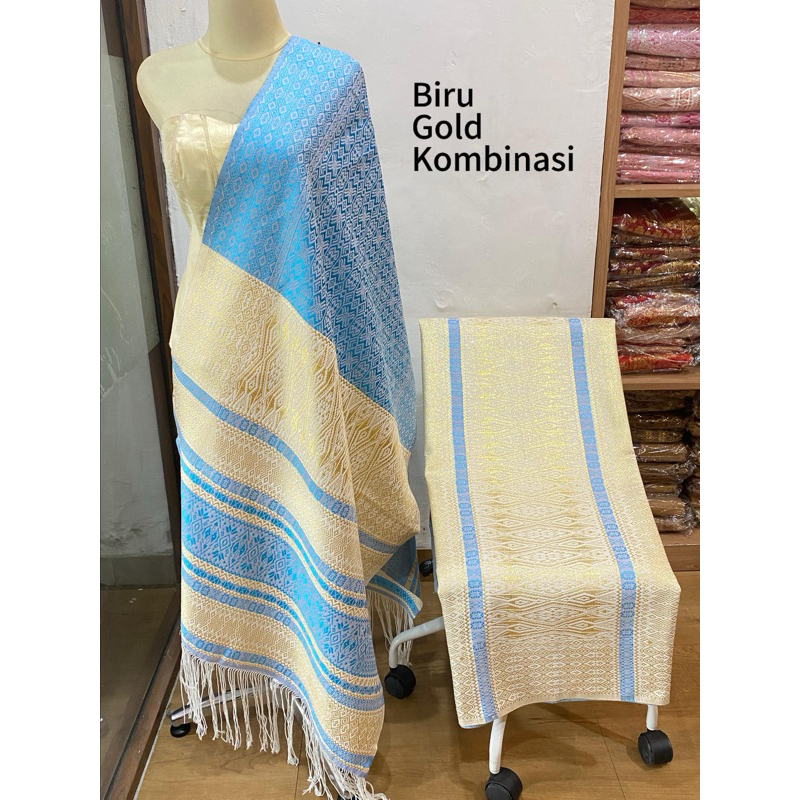 Jual Songket Tumtuman Tanpa Sambungan Warna Biru Pink Kuning Hijau ...