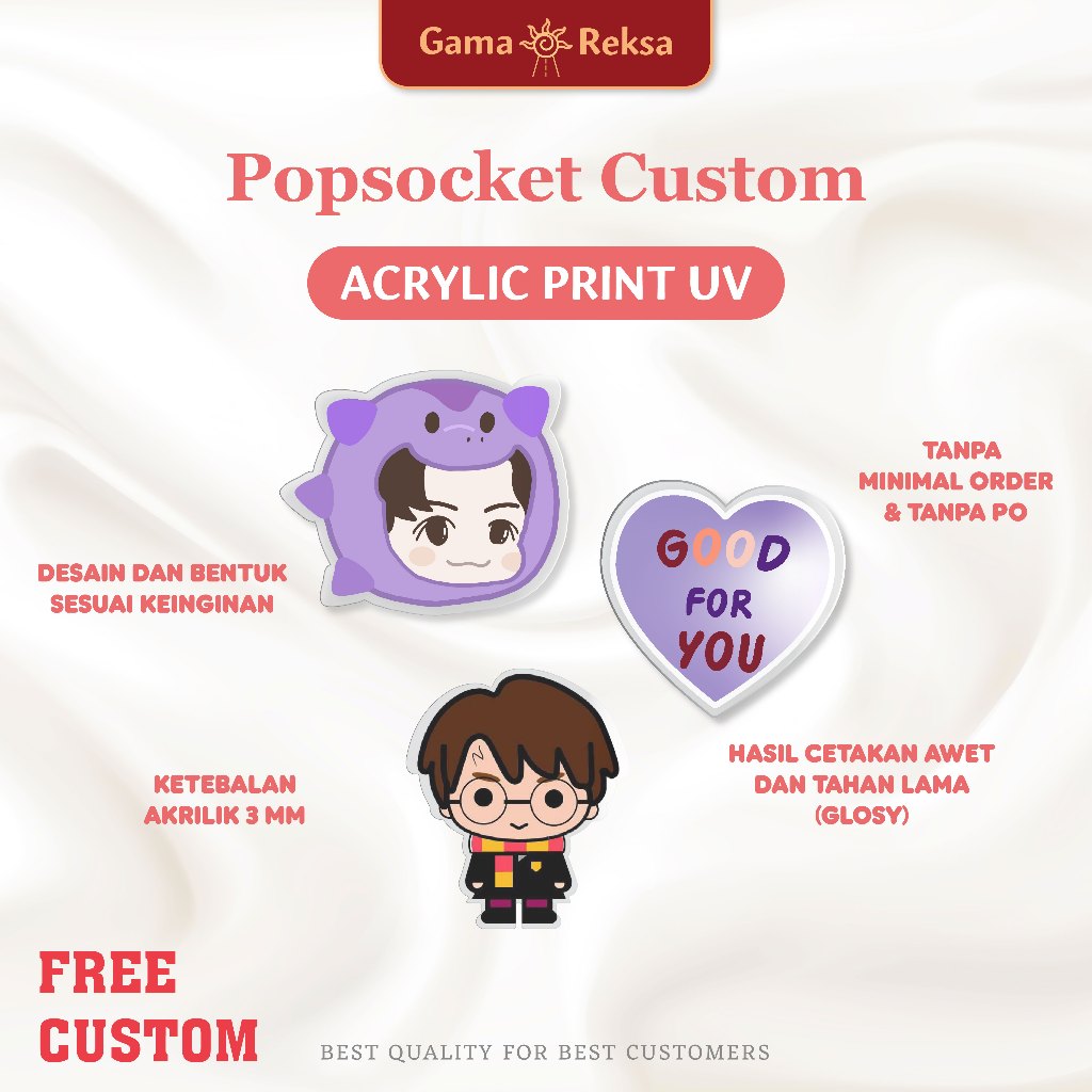Jual POPSOCKET CUSTOM AKRILIK ACRYLIC HANDGRIP Free Desain / Bebas ...