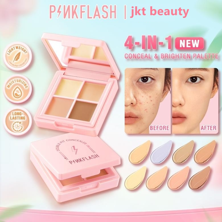 Jual Pinkflash Double Fit Full Coverage Concealer Palette Conceal ...