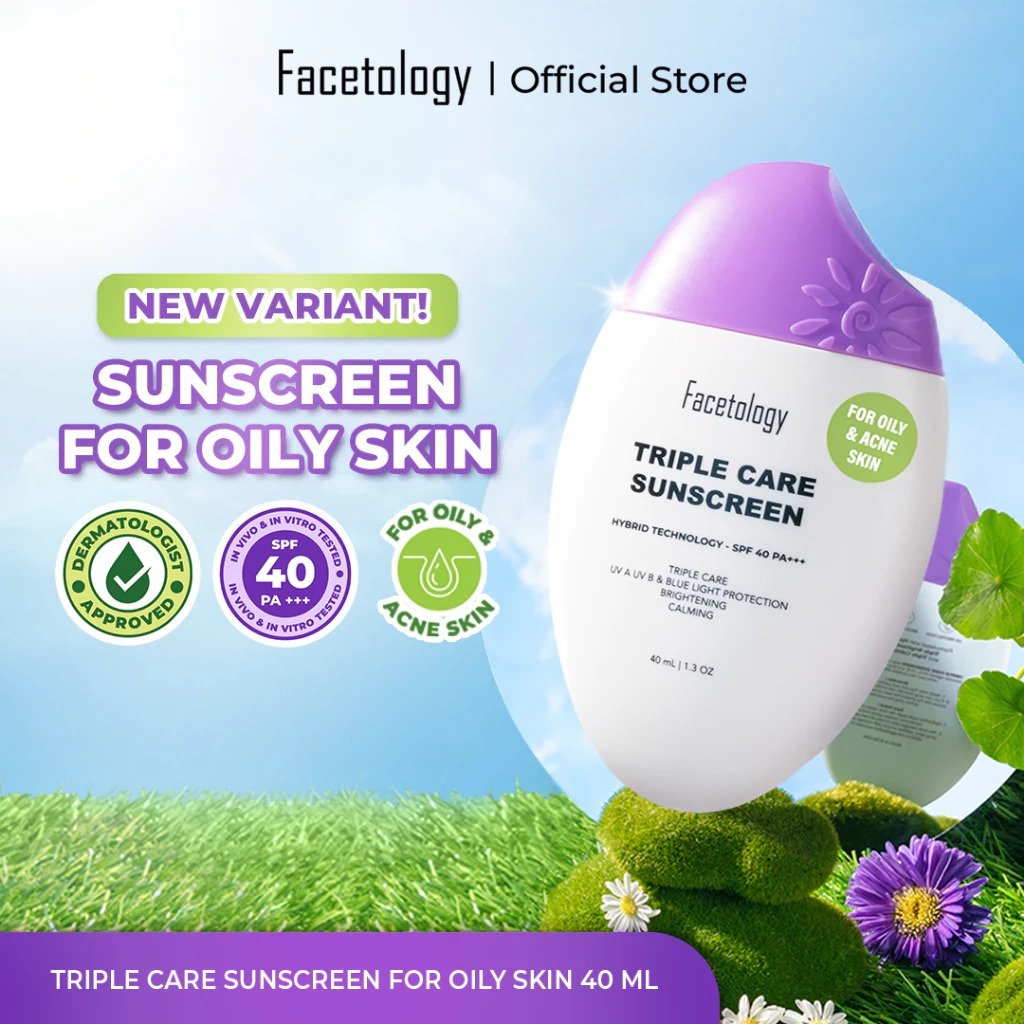 Jual FACETOLOGY Triple Care Sunscreen For Acne & Oily Skin SPF 40 PA ...