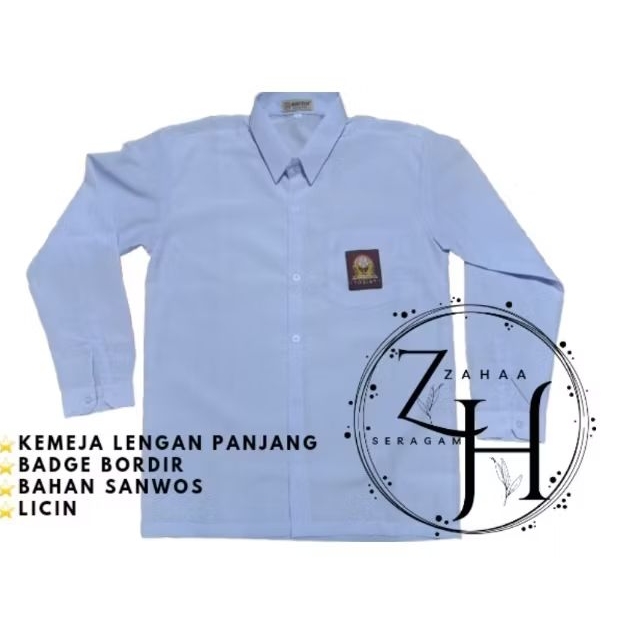Jual seragam SMA kemeja putih panjang lengan putra/putri bahan sanwos ...