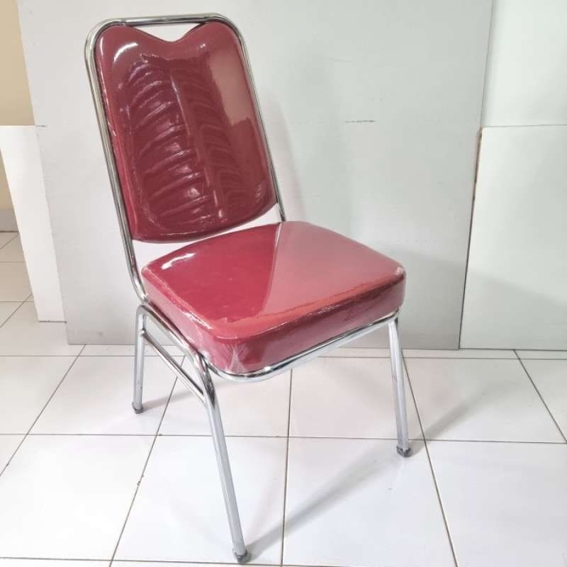 Jual Kursi besi Kain merah besi chrome / kursi Restoran / Kursi Gereja ...