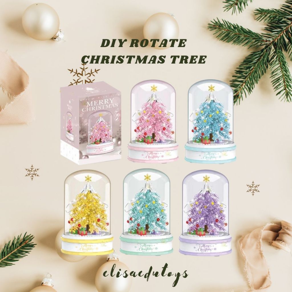 Jual diy rotating mini christmas tree pohon natal blocks | Shopee Indonesia