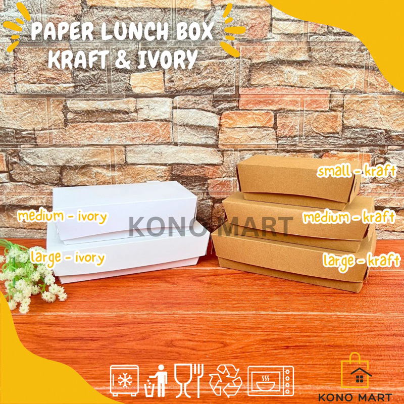 Jual PAPER LUNCH BOX KRAFT IVORY SMALL MEDIUM LARGE RAKIT LIPATAN ...