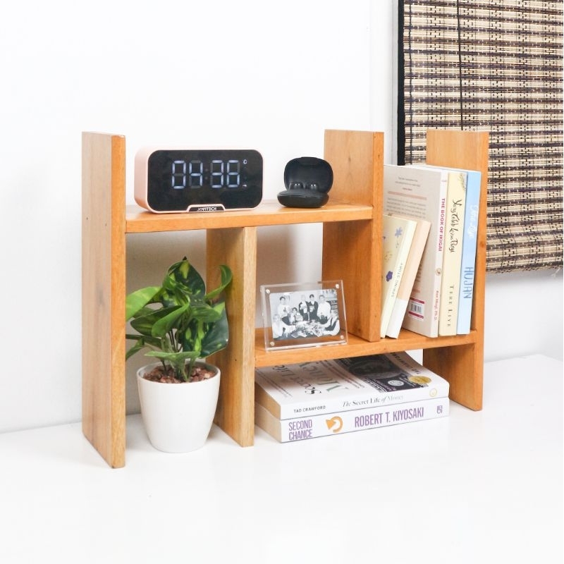Jual Rak Meja Kayu Minimalis Rak Buku dan Alat Tulis Wooden shelf ...