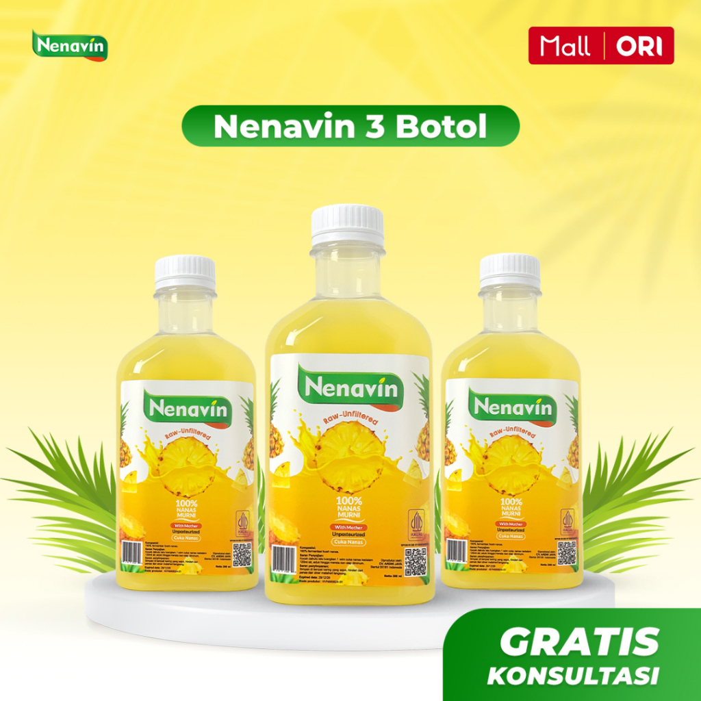 Jual Nenavin Official – Cuka Nanas 3 Botol Efektif Atasi Kolesterol & Asam Urat | Shopee Indonesia