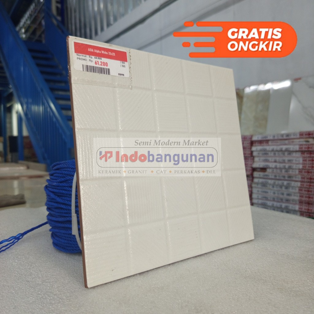 Jual Lantai Keramik Asia Tile Alpha KW1 25x25 White | Shopee Indonesia