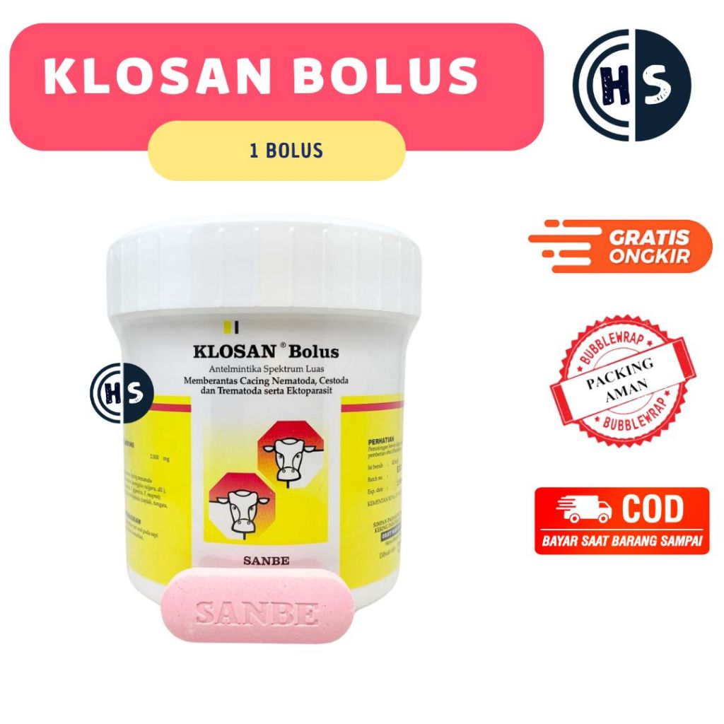 Jual (ECERAN/PER-BOLUS) KLOSAN BOLUS - SANBE Obat Cacing Spektrum Luas ...