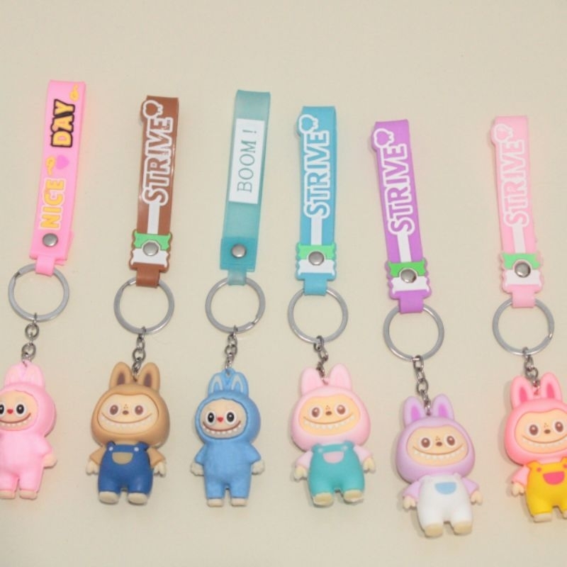 Jual GANTUNGAN KUNCI LABUBU PREMIUM 3D LABUBU + TULISAN TALI DAN ...