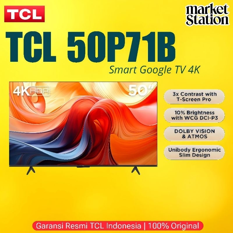 Jual Smart Google TV TCL 50P71B 50" Inch 4K Frameless 50P71B New Garansi Resmi(MEDAN / LUAR KOTA ...