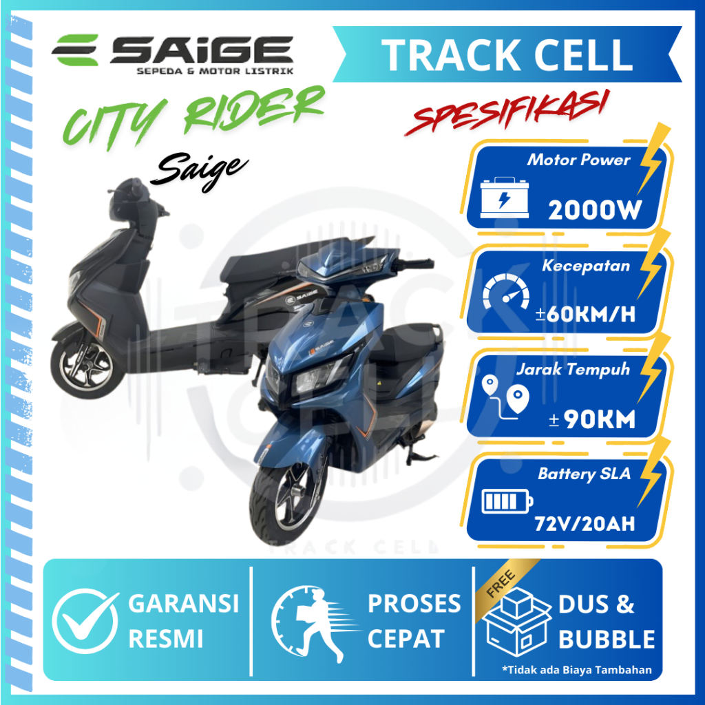 Jual Sepeda Motor Listrik SAIGE CITY RIDER 2000W 72v/20Ah Garansi Resmi ...