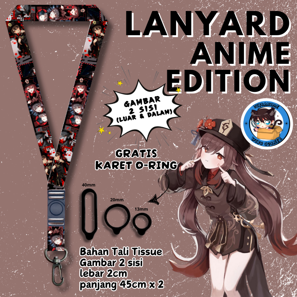 Jual Lanyard Panjang Anime 2 Sisi / Hu Tao Genshin Impact / gantungan ...
