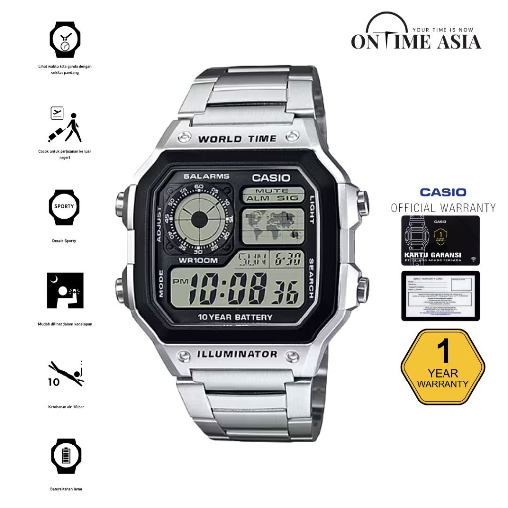 Jual Casio General AE-1200WHD-1AVDF / AE1200WHD-1AV Original & Garansi | Shopee Indonesia