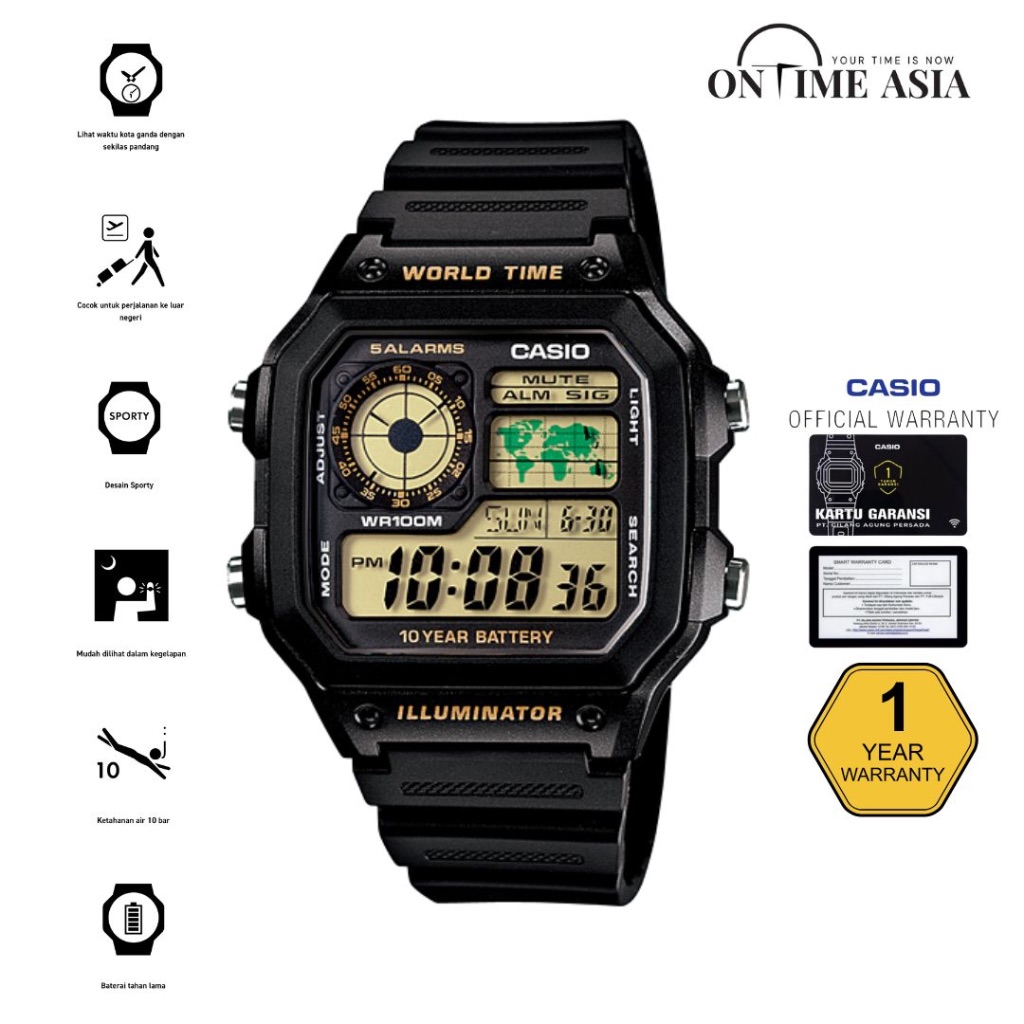 Jual Casio General AE-1200WH-1BVDF / AE1200WH-1BV Original & Garansi | Shopee Indonesia