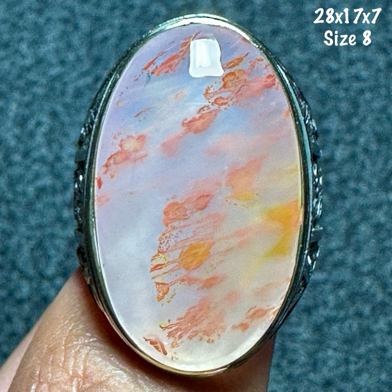 Jual Cincin Batu Akik Natural Baturaja Bercak Merah 3D Serat Kura ...