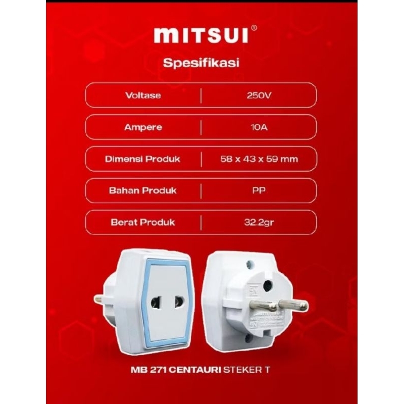 Jual Steaker T multi Mitsui MB 271 Centauri cok cabang 3 rata | Shopee ...