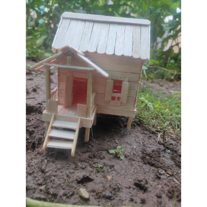 Jual miniatur rumah panggung dari stik es krim rumah Upin Ipin rumah ...