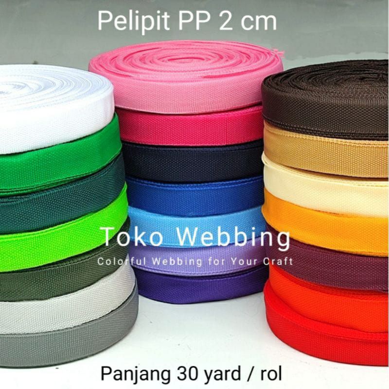 Jual TALI BISBAN WEBBING PLIPIT WARNA UKURANG 2 CM PANJANG 27 METER | Shopee Indonesia