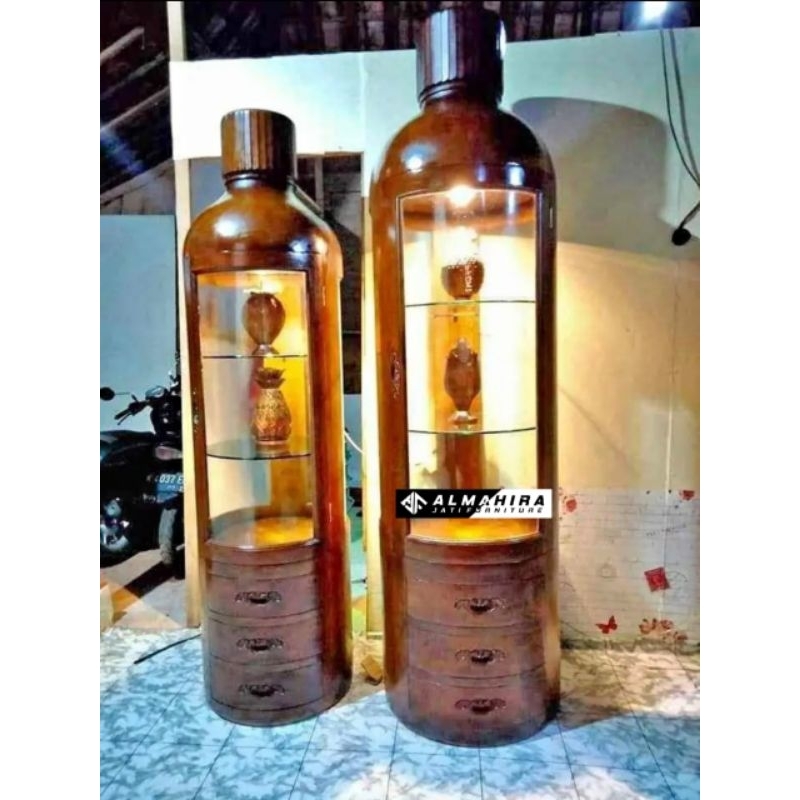 Jual LEMARI HIAS BOTOL KAYU JATI || LEMARI BUFFET BOTOL || ALMARI BOTOL ...
