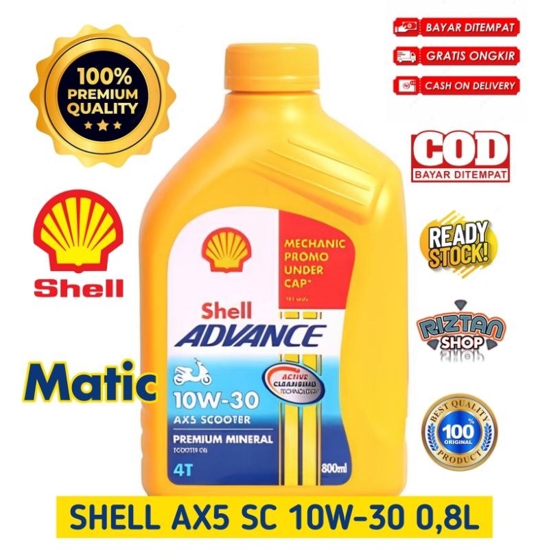 Jual OLI MESIN MOTOR MATIC SHELL AX5 SC 10W-30 0,8L | Shopee Indonesia