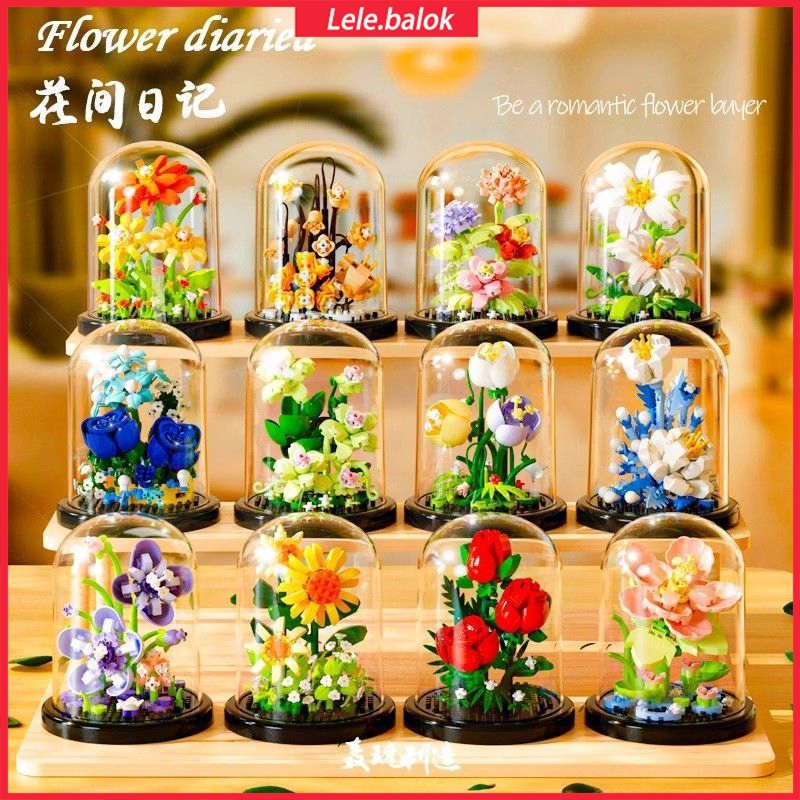 Jual Mainan Blok Keranjang Bunga Mainan Bonsai Kreatif Mainan Bonsai ...