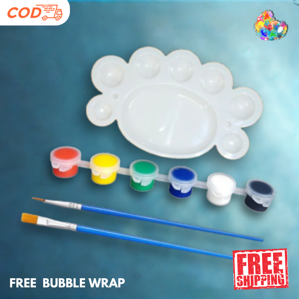 Jual Set Alat Lukis Lengkap | Cat Akrilik 6 Warna | Kuas Lukis Nylon ...