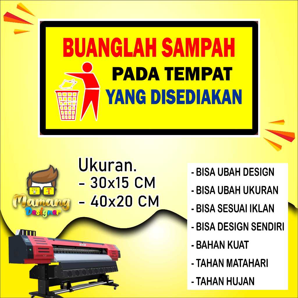 Jual Sticker Tempelan Kata Kata Buang Sampah Bahan Glosy Kuning ...