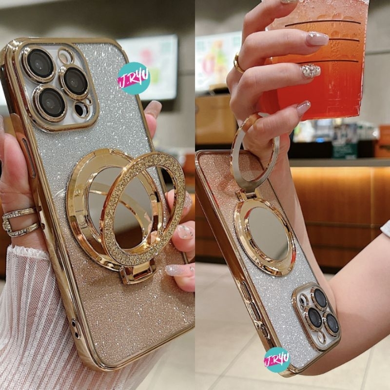 Jual JRYU OPPO Mirror Gold With Stand Holder Softcase Oppo A3X A3 PRO A60 A5S F9 A7 A12 A15 A15S ...