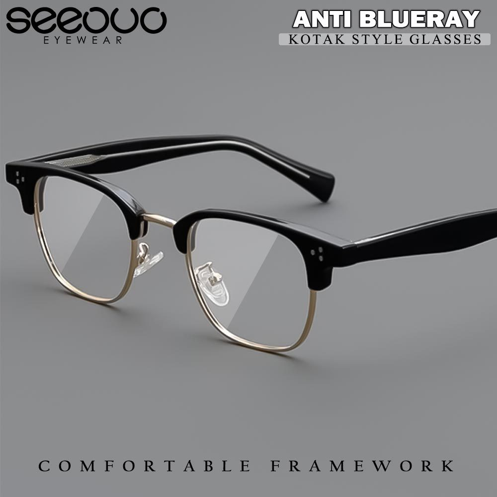 Jual Seeouo Kacamata Antiradiasi Blueray Model Kotak Browline Style Half Comfortable Glasses ...