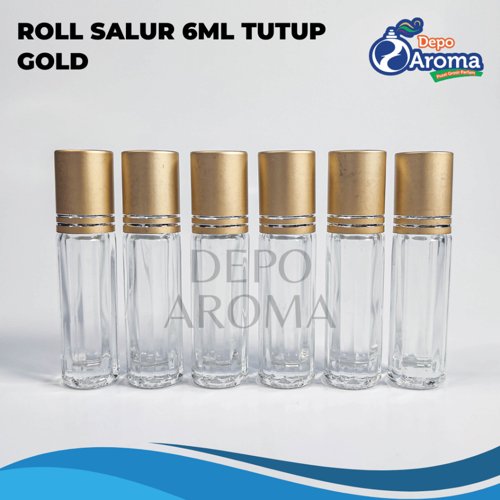 Jual Botol Parfum Roll Salur Tutup Gold 6ml ( 1 Lusin ) | Shopee Indonesia