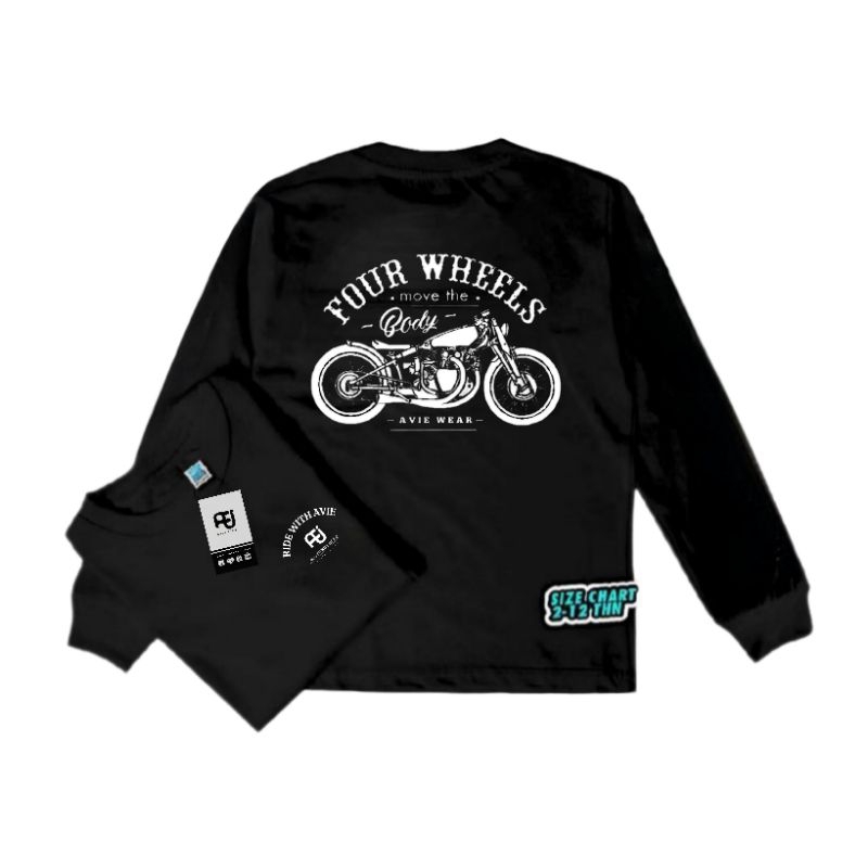 Jual BAJU KAOS DISTRO ANAK LAKI LAKI COWOK LENGAN PANJANG USIA 1-12 TAHUN MOTIF MOTOR DEPAN ...