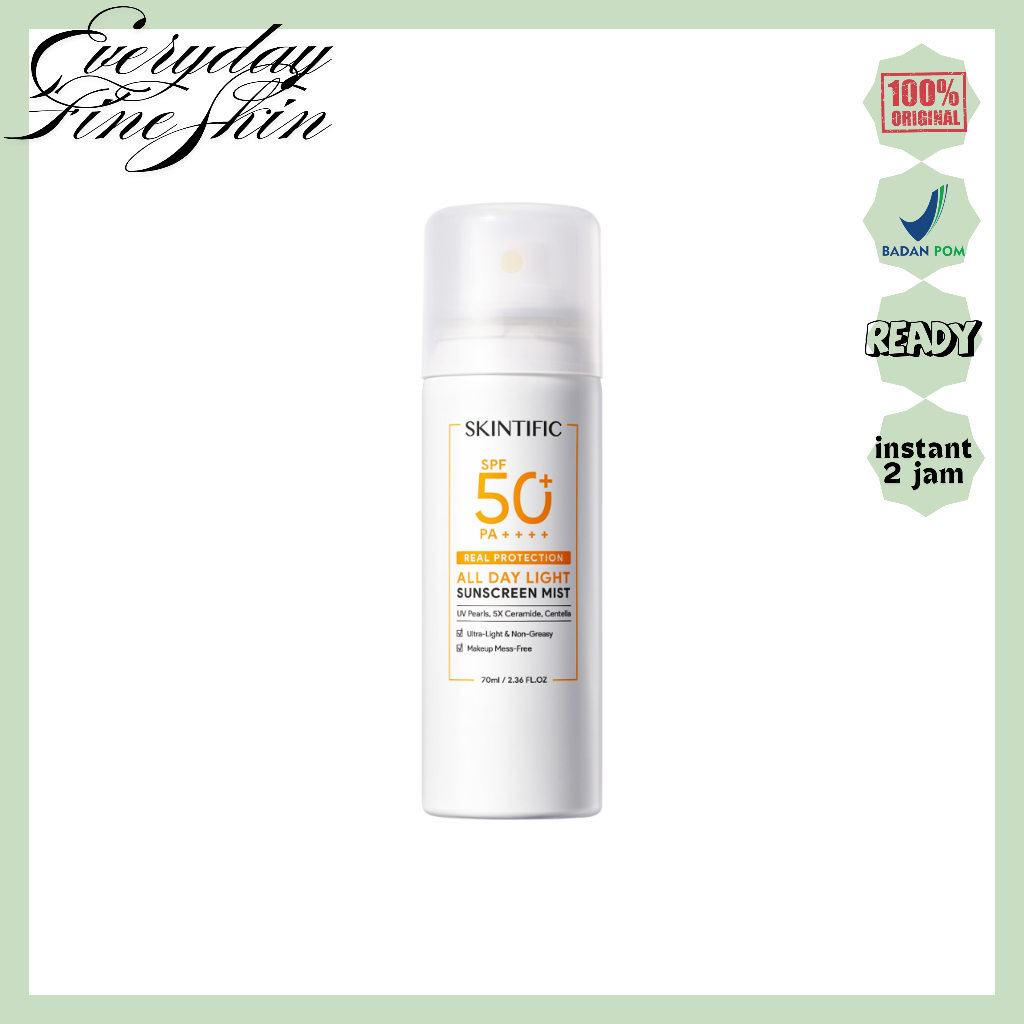 Jual SKINTIFIC All Day Light Sunscreen Mist SPF50 PA++++ Spray Anti UV Wajah Body 50ml BPOM ...