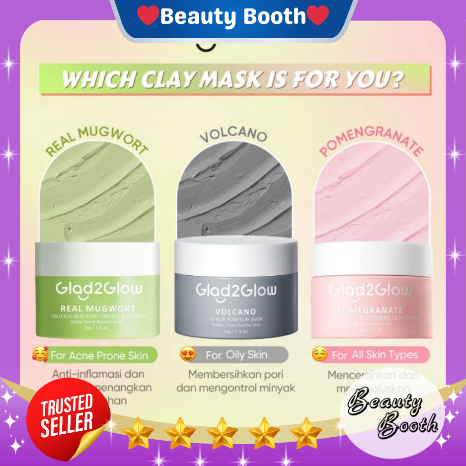 Jual GLAD2GLOW Clay Mask 30gr POT | Volcano Mask | Mugwort Mask ...