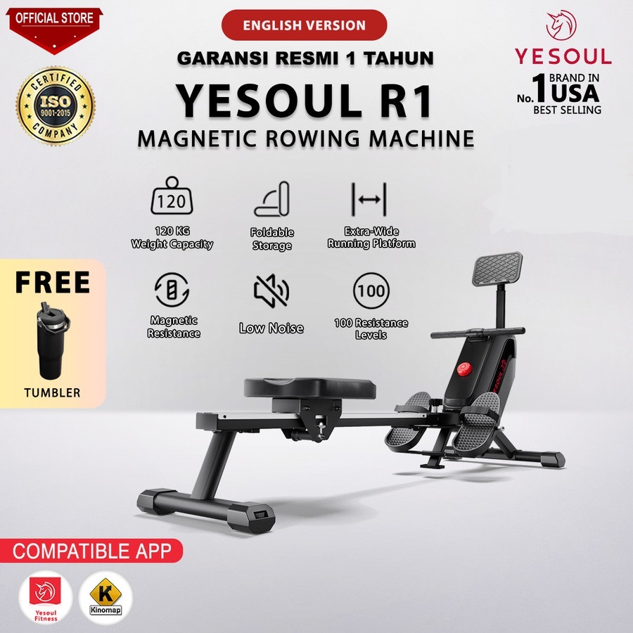 Jual Yesoul Magnetis Rowing Machine R1 Foldable Home Gym Alat Fitness ...
