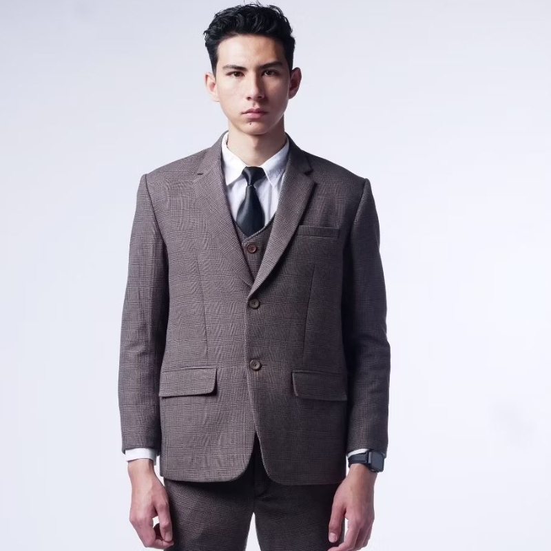 Jual Mubeng - Elegant Jas Slimfit Plaid Brown (Free Cover Jas) | Shopee ...