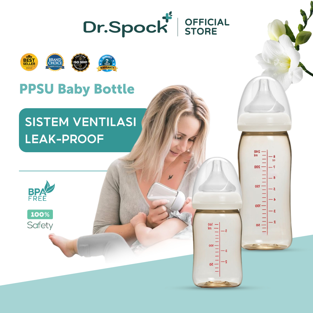 Jual Dr.Spock 2 Gen Botol Susu PPSU Wide Neck PPSU Botol Susu Bayi 0 24 bulan 160ml/240ml BPS01 ...