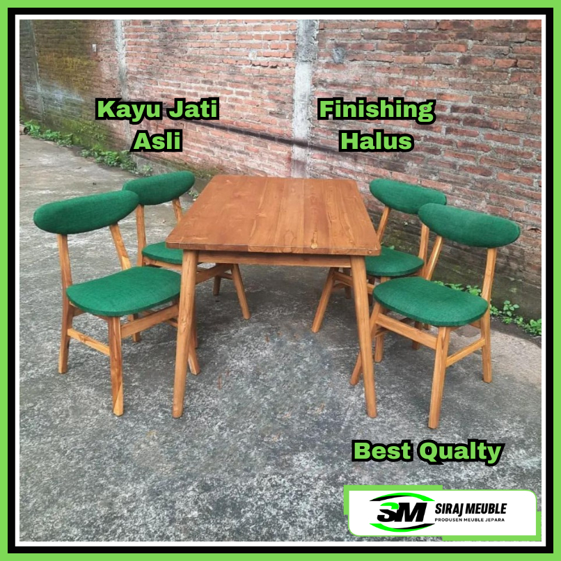 Jual Dinning Table Set Meja Makan Minimalis Kayu Jati Meja Makan Cafe 4 Kursi | Shopee Indonesia