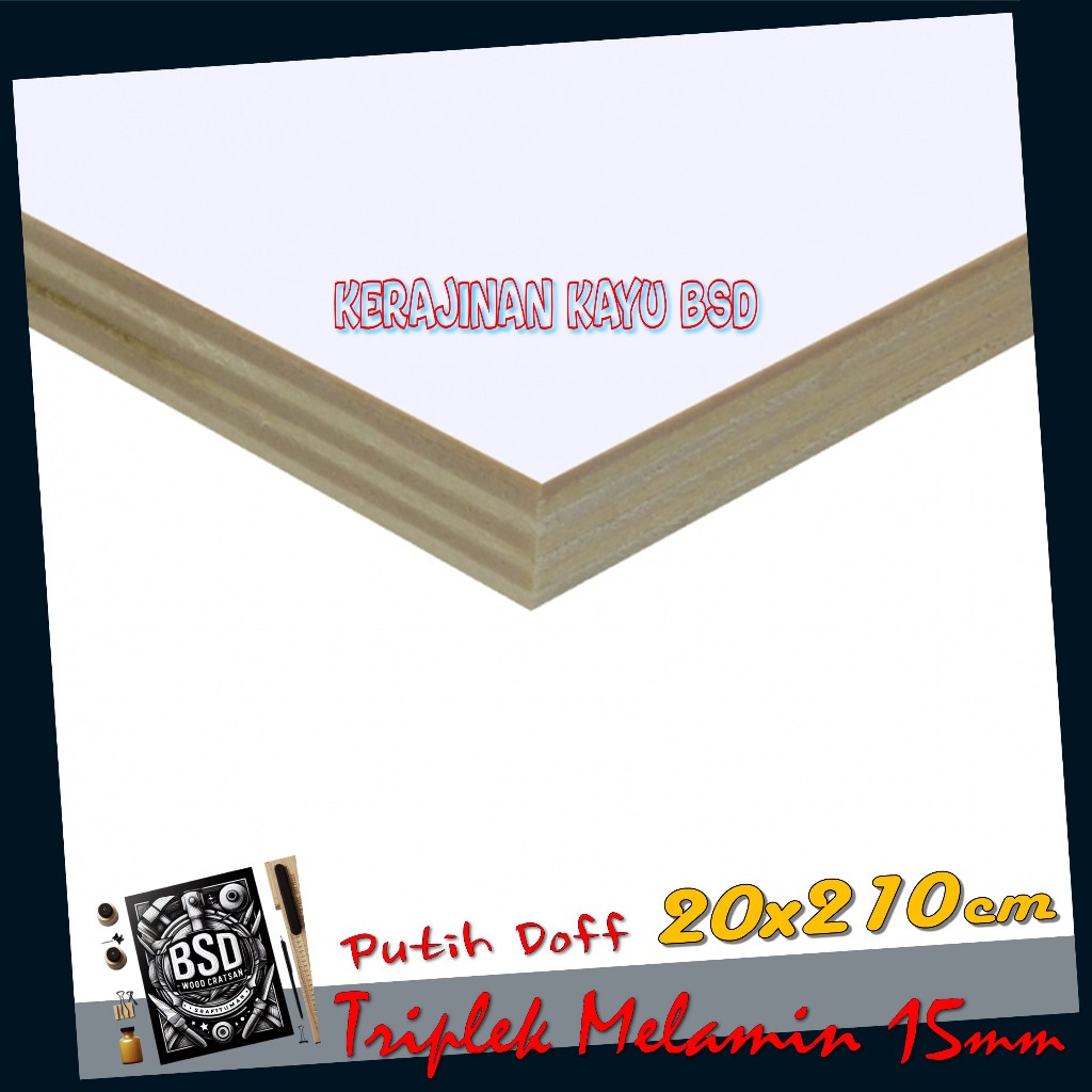 Jual Triplek Putih 15mm 20x210 cm ( 210x20 cm | ISI 2 LEMBAR ) Melamin ...