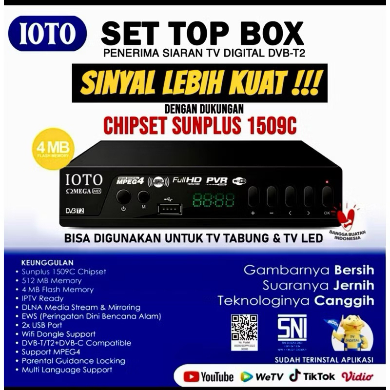 Jual SET TOP BOX DVB-T2 IOTO OMEGA CHIPSET SUNPLUS PEKA SIGNAL GARANSI RESMI | Shopee Indonesia
