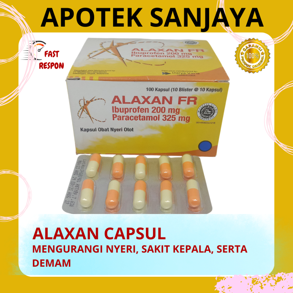 Jual ALAXAN FR KAPSUL / STRIP 10 CAPS / IBUPROFEN PARACETAMOL / DEMAM ...