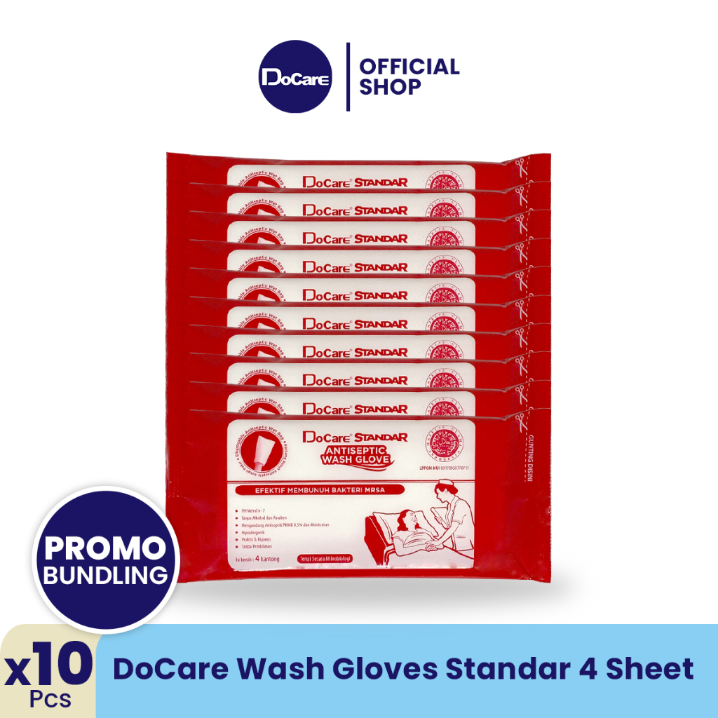 Jual [Promo Bundling 10 Pack] - Docare Wash Gloves Standar 4 Sheet ...