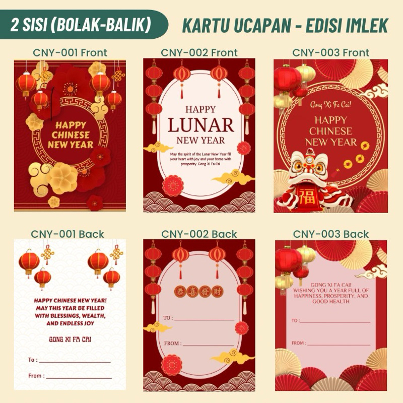 Jual Kartu Ucapan Imlek 2 Sisi Bolak Balik Greeting Card Tahun Baru ...