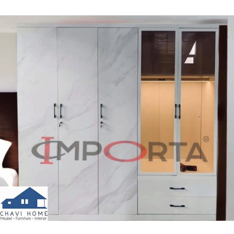 Jual Lemari pakaian lemari baju 5 pintu lemari besi metal wardrobe ...
