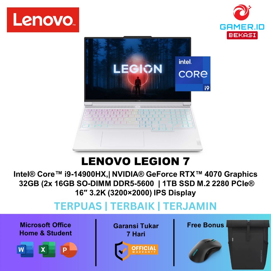 Jual Lenovo Legion 7 16 Intel Celeron i9 14900HX RTX4070 8GB/ 32GB 1TB ...