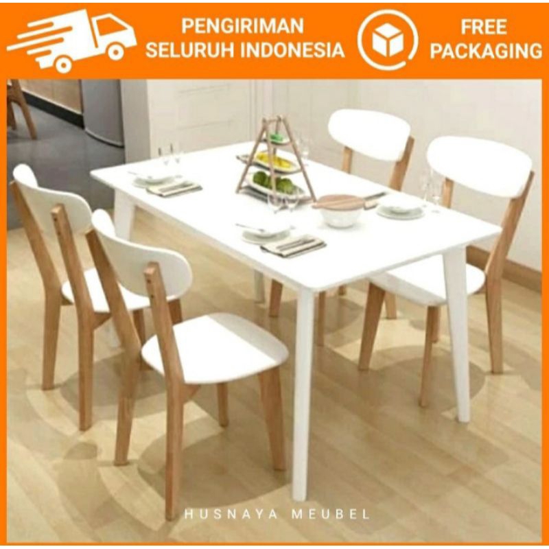 Jual PESANAN KUSUS SET MEJA MAKAN MINIMALIS KAYU JATI 4 KURSI + MEJA ...