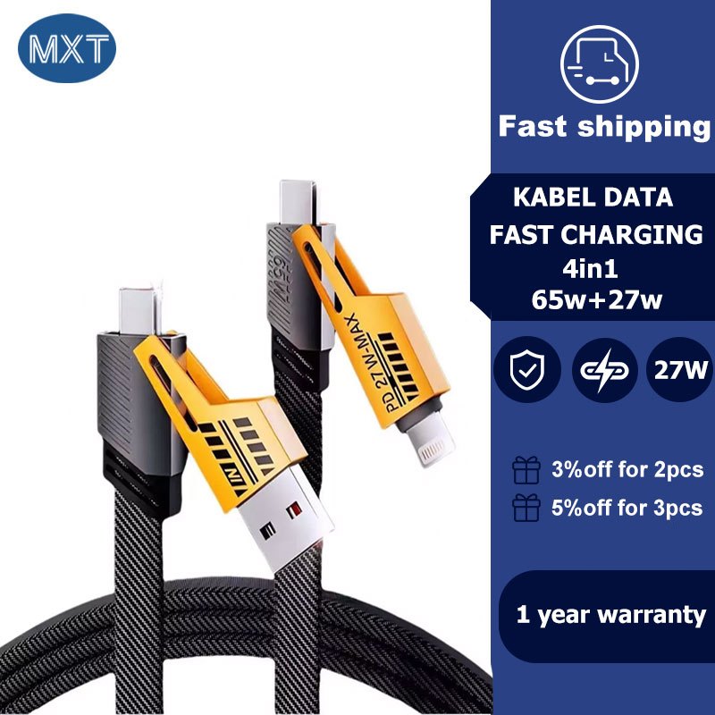 Jual MXT 4in1 Kabel Data Fast Charging USB A, Type C,Lightning Multiple ...