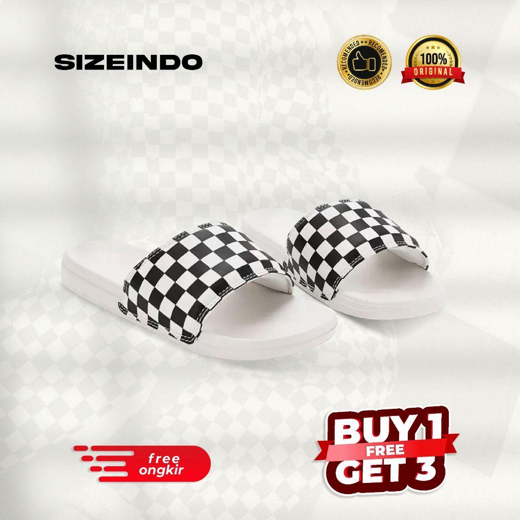 Jual Vans Slide On Slipper Checkerboard Black White | Shopee Indonesia