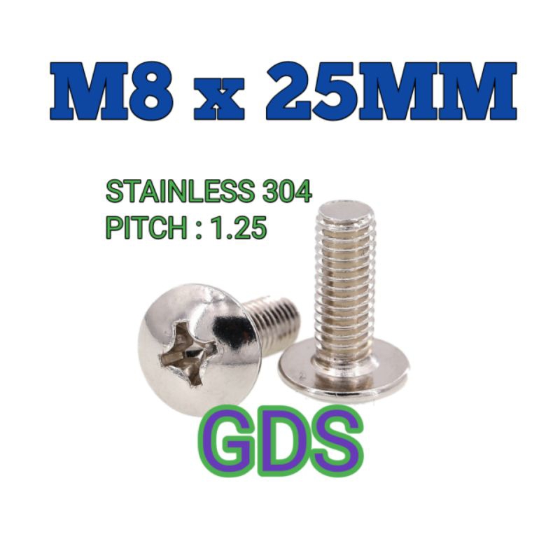 Jual Baut JT M8 x 25MM Stainless 304 / Baut Payung SUS 304 | Shopee Indonesia